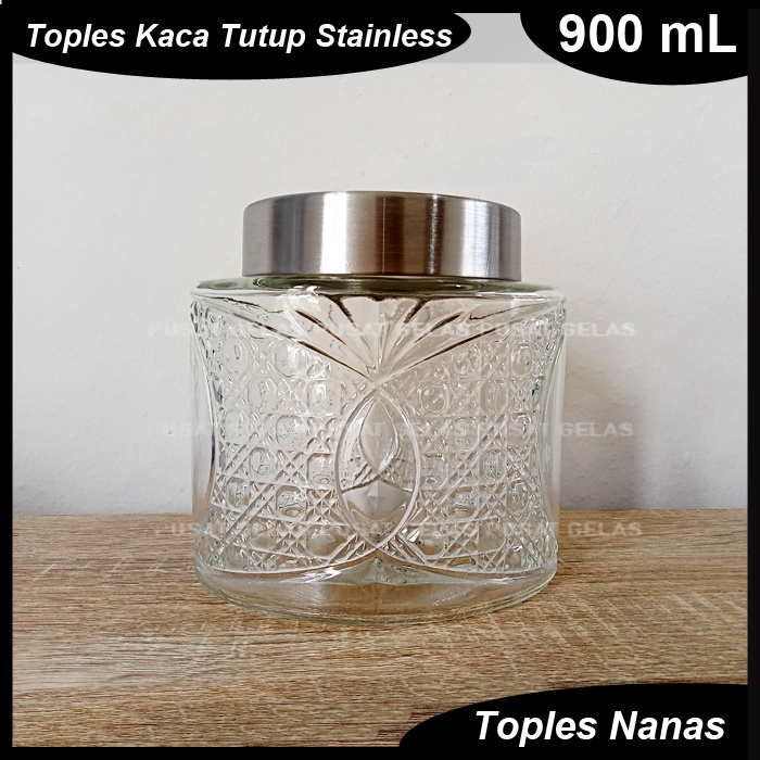 Jual Toples Kaca Tutup Stainless 0,9 L/Toples Makanan/Toples Nanas ...