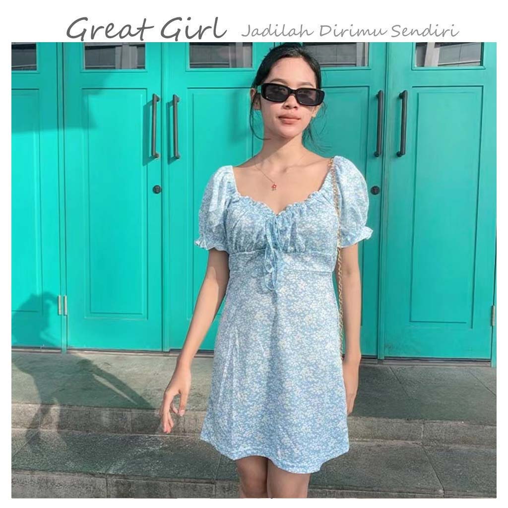 Jual Korean Flowers Bodycon Mini Dress Wanita Bahu Terbuka (S/M/L/XL ...