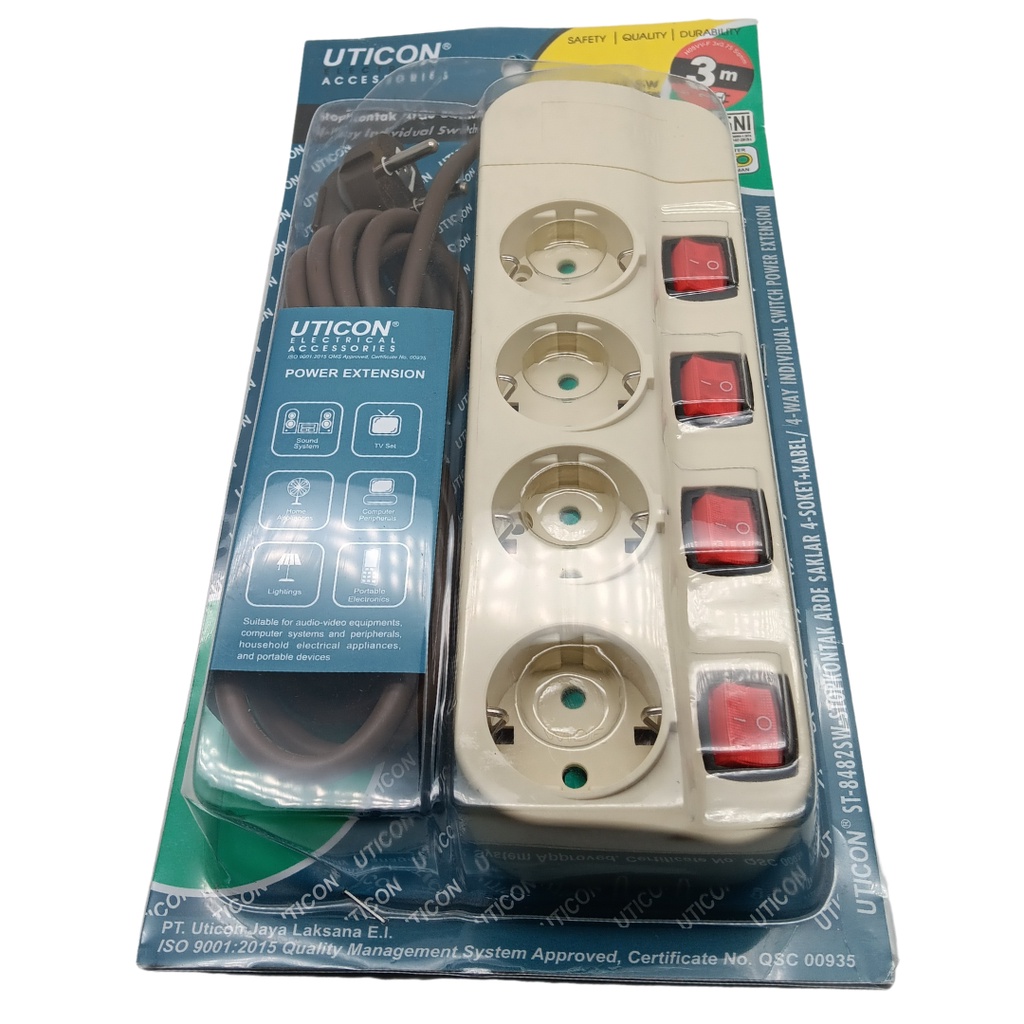 Jual Uticon ST-8482 Cok Sambung Masing-Masing Saklar Uticon 4 Lubang 3 ...