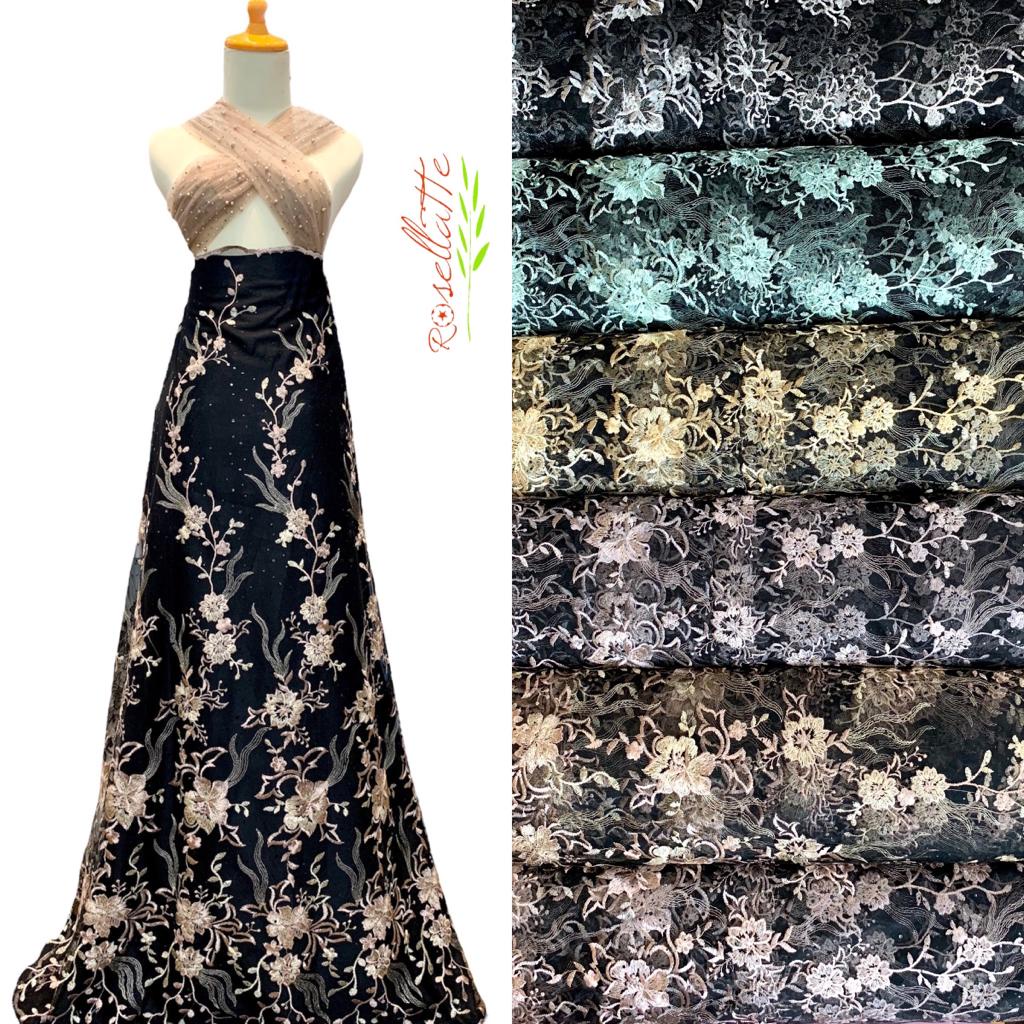 Jual Kain Tile Brokat Black Series Mandevilla | Shopee Indonesia