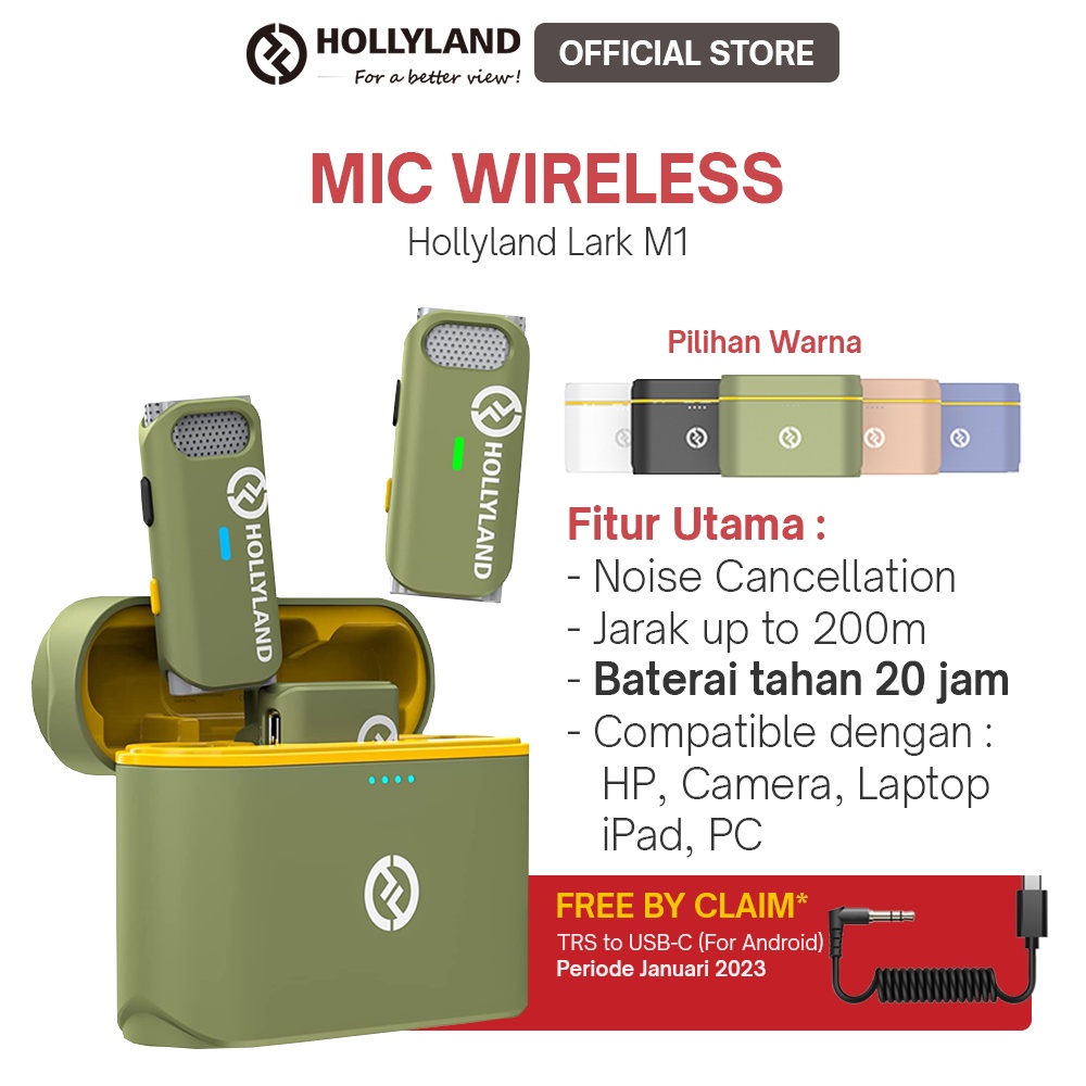 Jual HOLLYLAND Lark M1 Wireless Microphone Clip On with Charging Case ...