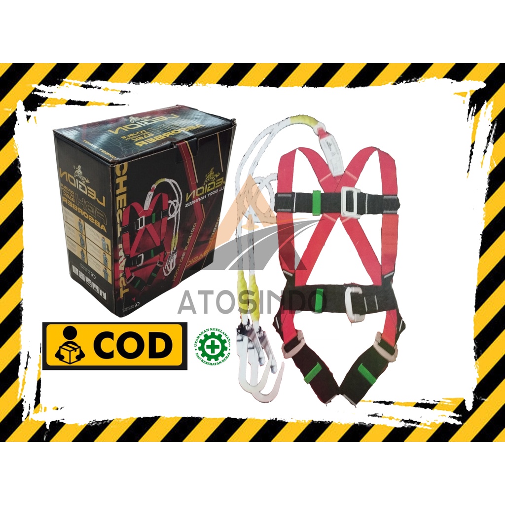 Jual Full Body Harness legion Absorber Double Lanyard Big Hook Safety Belt dengan tali dada Dan ...