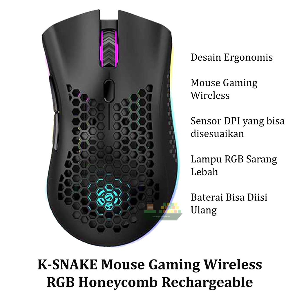 Jual K-SNAKE Mouse Gaming Wireless RGB Rechargeable Desain Unik Sarang ...
