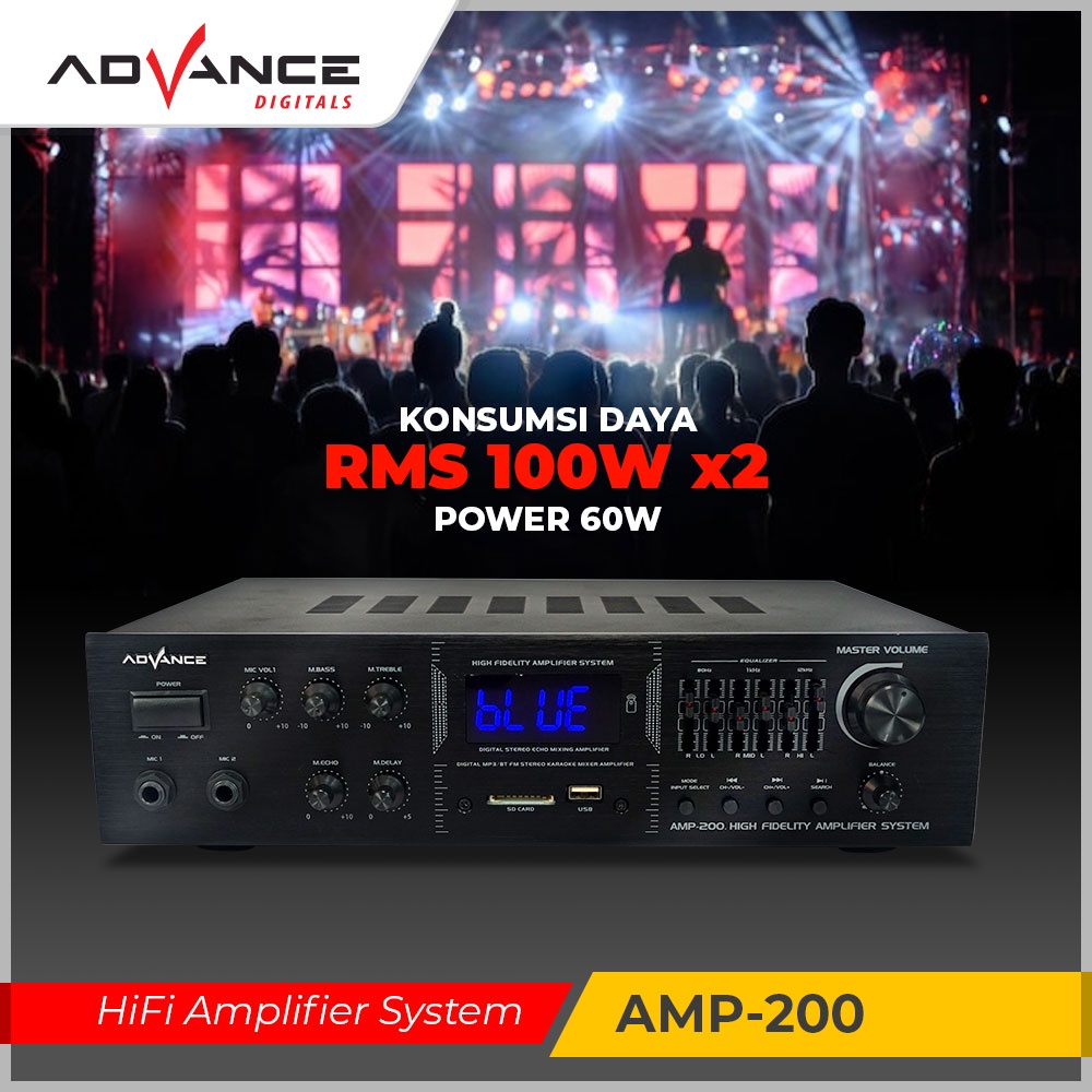 Jual ADVANCE AMP-200 High Fidelity Amplifier Sound System Ampli Karaoke Equalizer Bluetooth ...