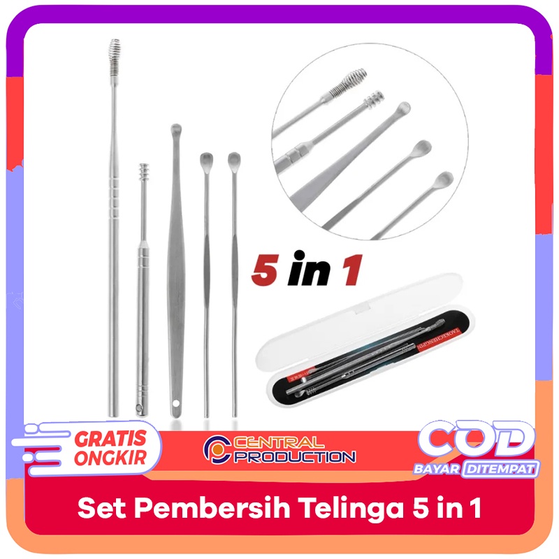 Jual Alat Pembersih kotoran telinga Set Korek Kuping ear wax 5 in 1 ...