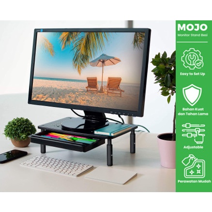 Jual MOJO Monitor Stand Besi Stainless Kokoh + Rak Laci Serbaguna ...