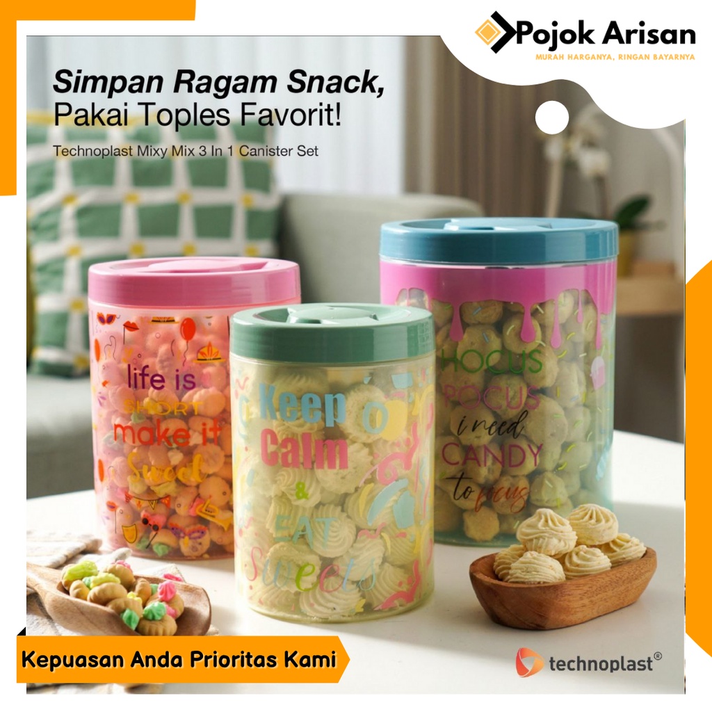 Jual [Technoplast] Toples Mixy Mix 3 In 1 Canister Set | Shopee Indonesia