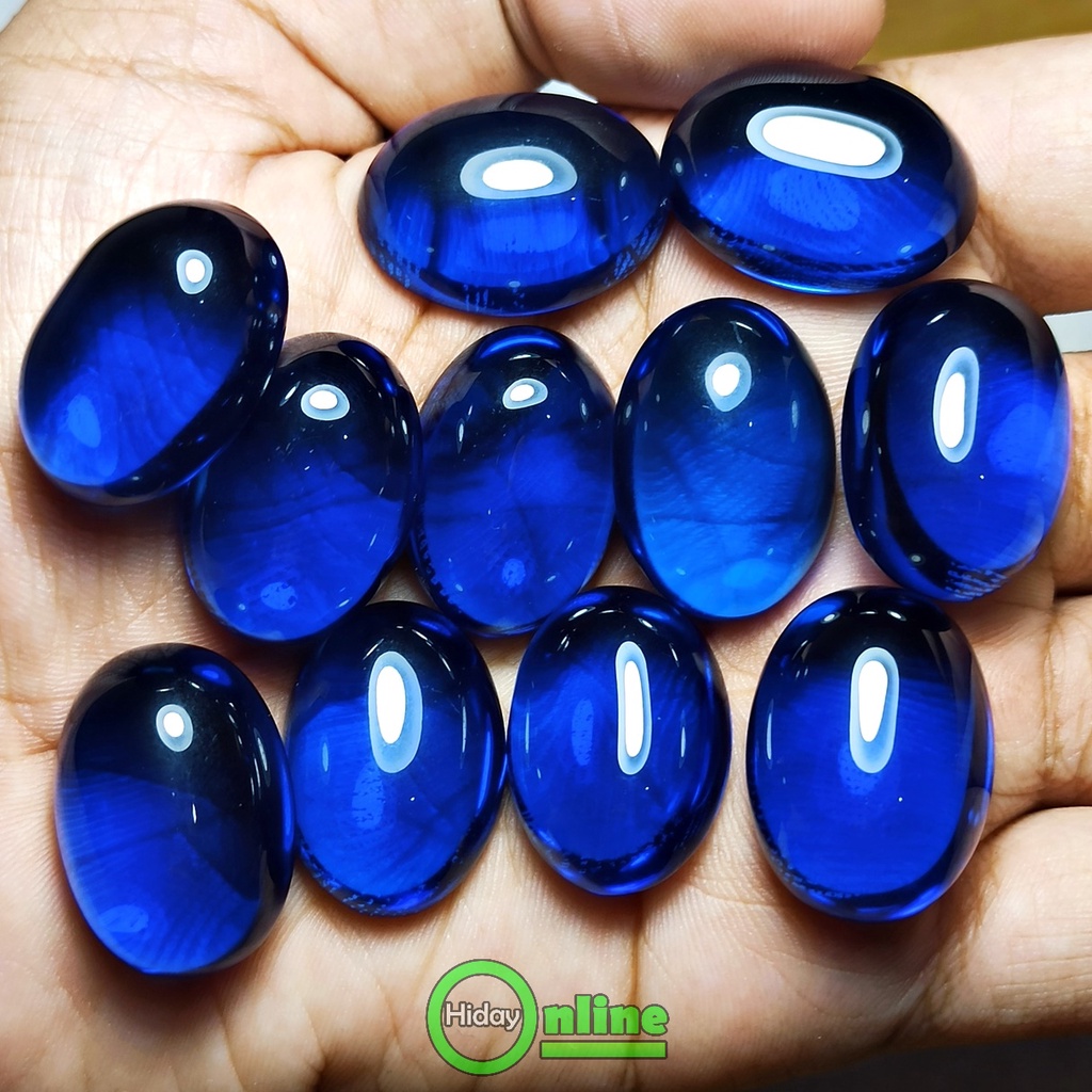 Jual BATU KING SAFIR ROYAL BLUE KASHMIR OVAL TOP KRISTAL | Shopee Indonesia