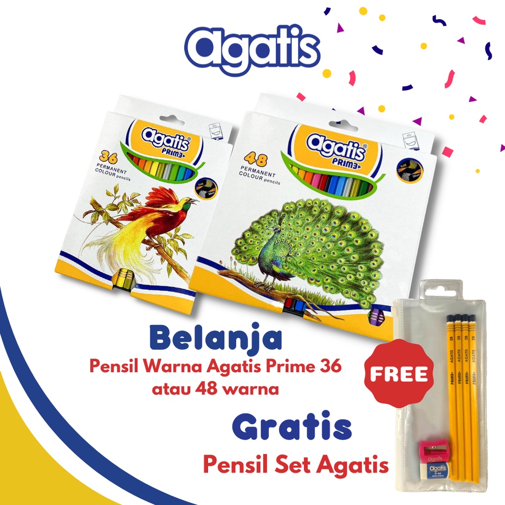 Jual Pensil Warna Agatis Prime Permanent 48 Warna - Panjang | Shopee ...