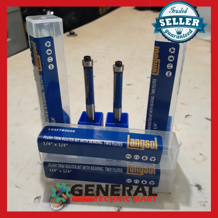 Jual Langsol mata flush trim bearing 6mm, profil router bit HPL kayu ...