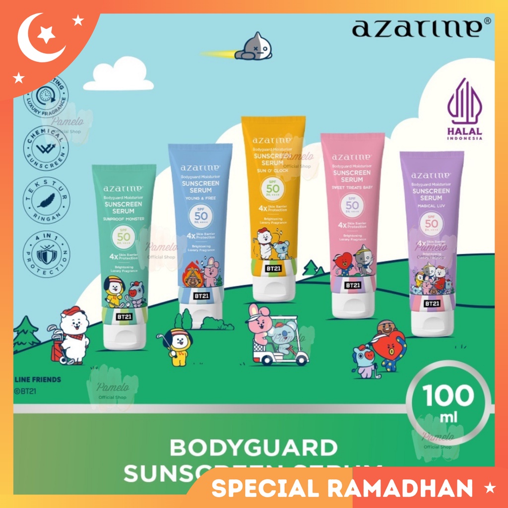 Jual ️ Pamelo ️ Azarine X BT21 Body Guard Moisturizer Sunscreen Serum ...