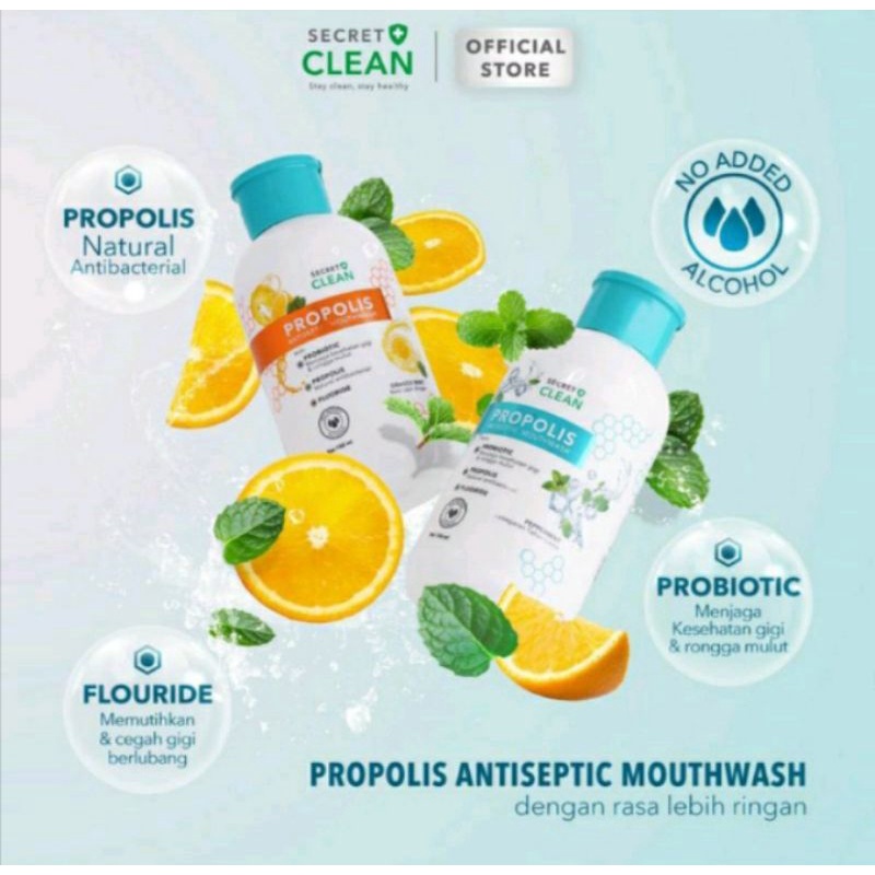Jual Secret Clean Propolis Antiseptic Mouthwash 150ml | Shopee Indonesia