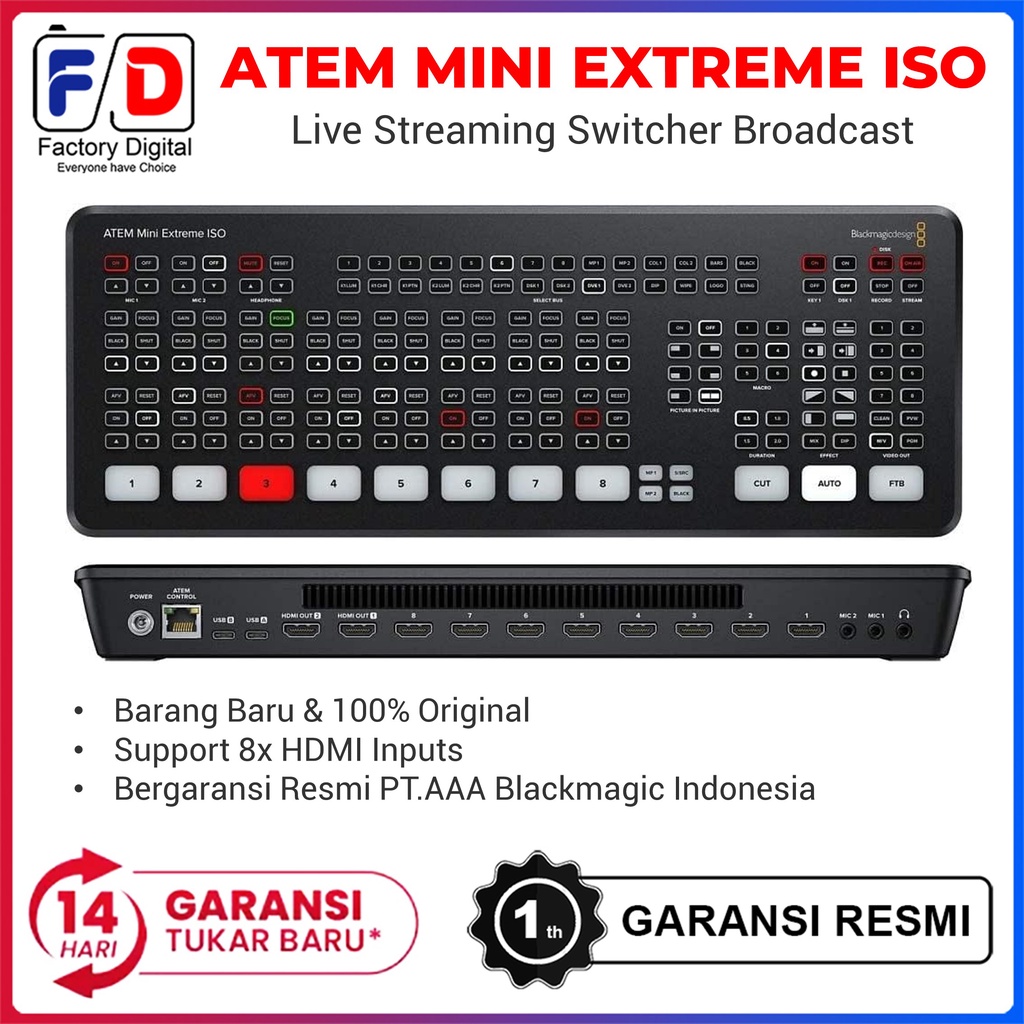 Jual Blackmagic Design ATEM Mini Extreme ISO Live Stream Switcher - Resmi | Shopee Indonesia