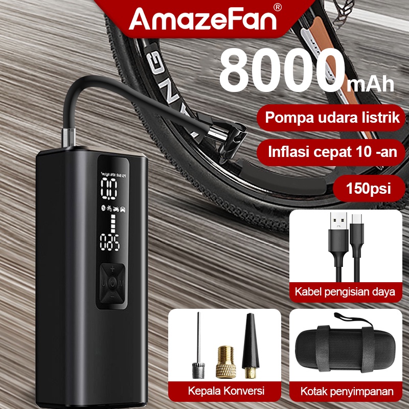 Jual Amazefan 8000mAh Pompa ban sepeda angin elektrik pompa ban ...
