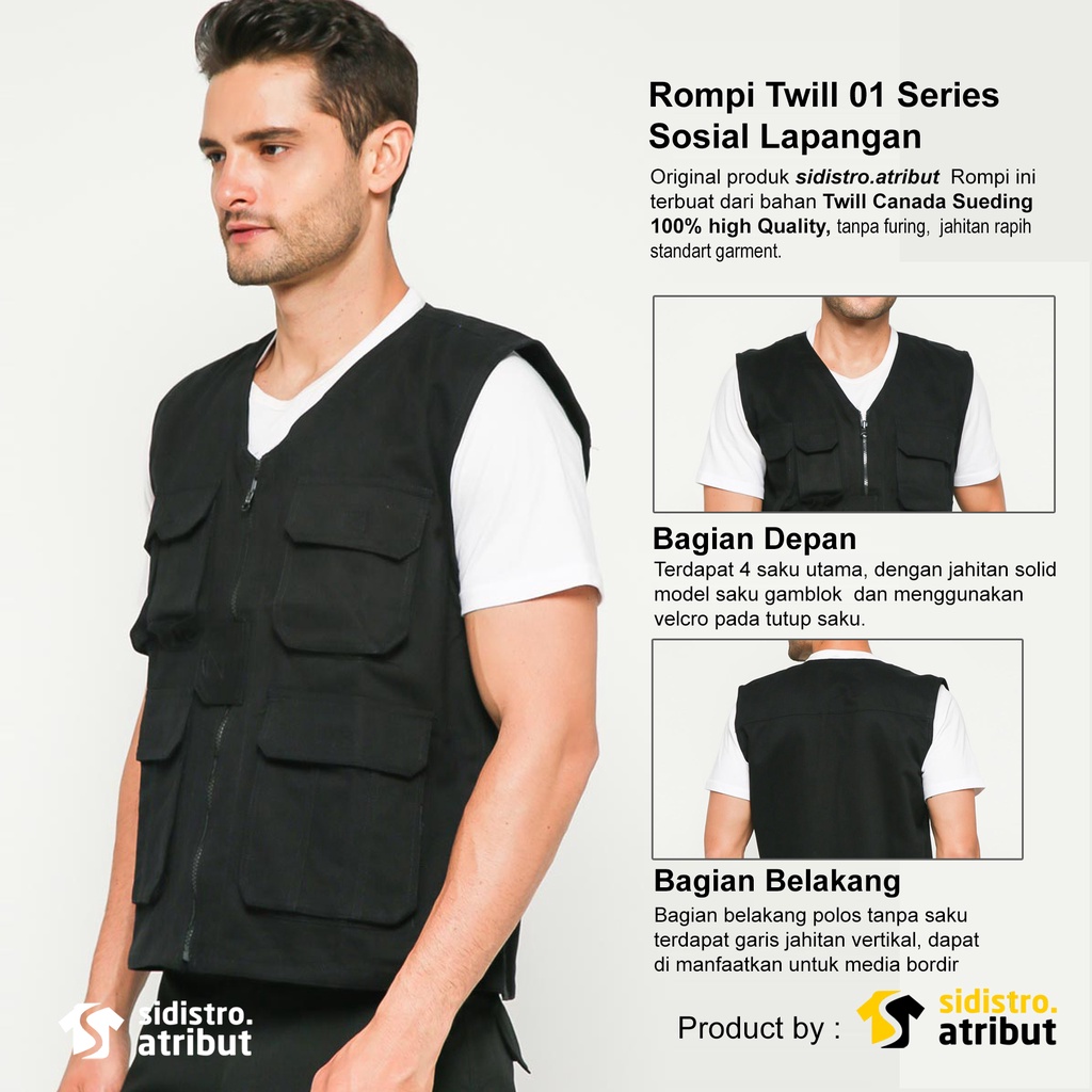 Jual ROMPI LAPANGAN WARNA HITAM - ROMPI SOSIAL - ROMPI KEGIATAN TWILL ...