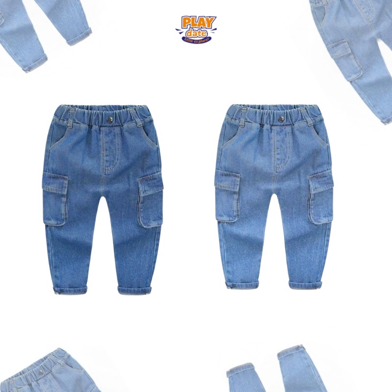 Jual Playdate Celana Panjang Jeans Cargo Denim Anak Laki Laki Unisex 1 sampai 5 Tahun | Shopee ...