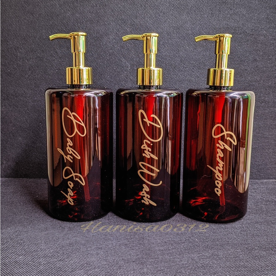 Jual Botol Sabun Cair Pump Amber Coklat Gold Silver Aesthetic 500ml ...