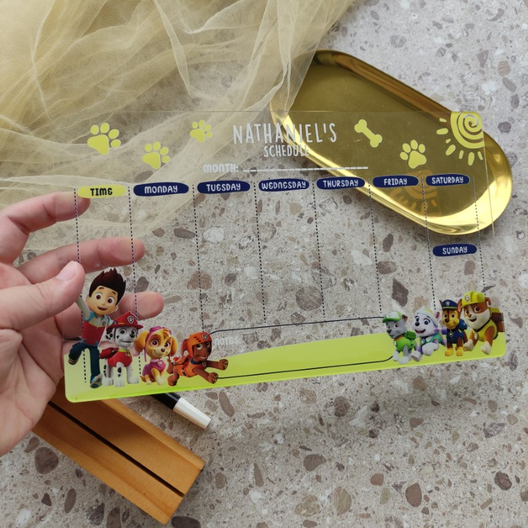 Jual Acrylic Schedule Board Paw patrol /Akrilik Papan Jadwal Paw patrol ...