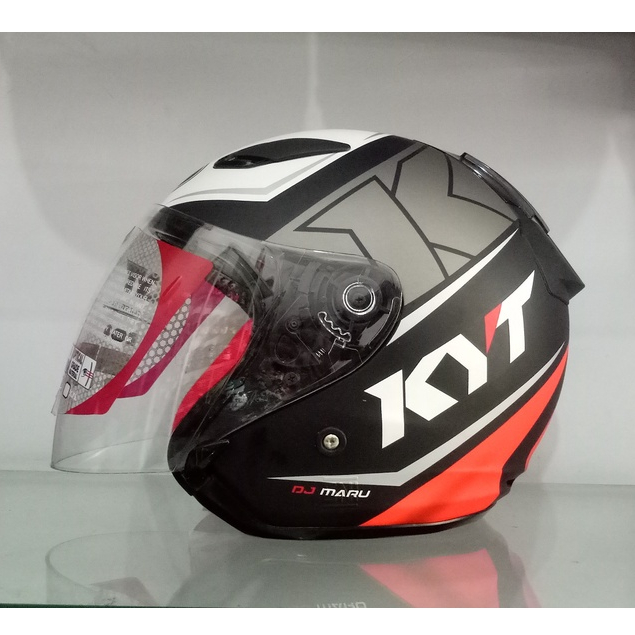 Jual Helm KYT DJ Maru Motif Matt Black Red Fluo Original | Shopee Indonesia