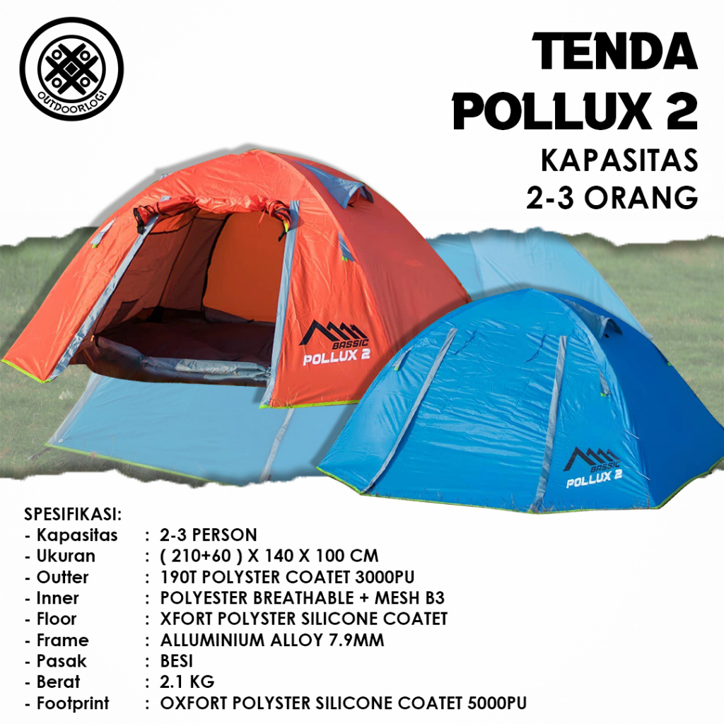 Jual Tenda Basic Pollux 2 | Tenda Kapasitas 2-3 Orang | Tenda Camping ...