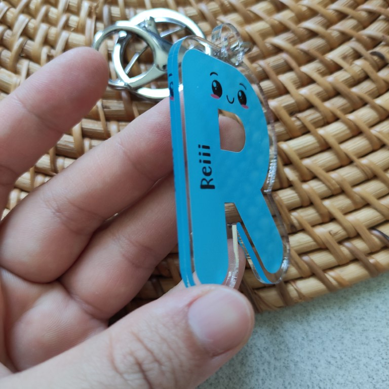 Jual GANTUNGAN KUNCI PRINTING BIRU MUDA / GANTUNGAN KUNCI INISIAL ...