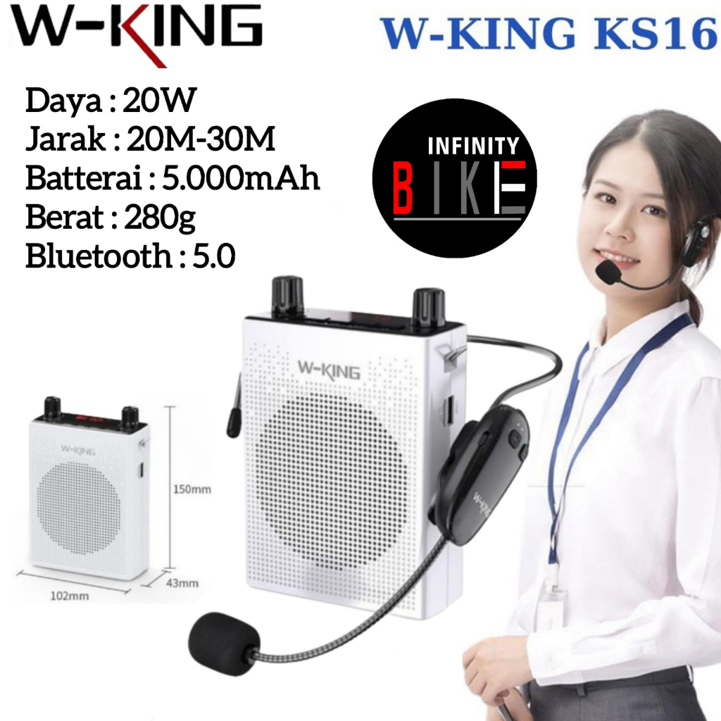 Jual W-King KS16 Speaker Pinggang Microphone Portable Tour Guide Bluetooth Wireless Wking Speker ...
