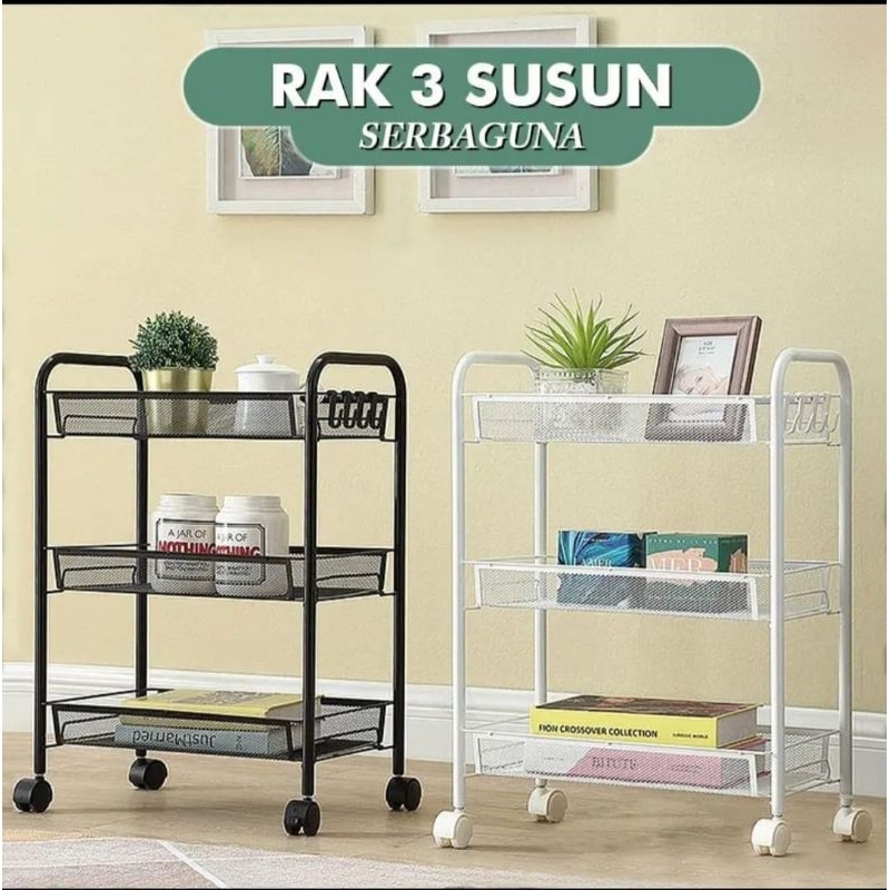 Jual Rak Besi 3 susun serbaguna di lengkapi dengan Roda dan pengunci ...