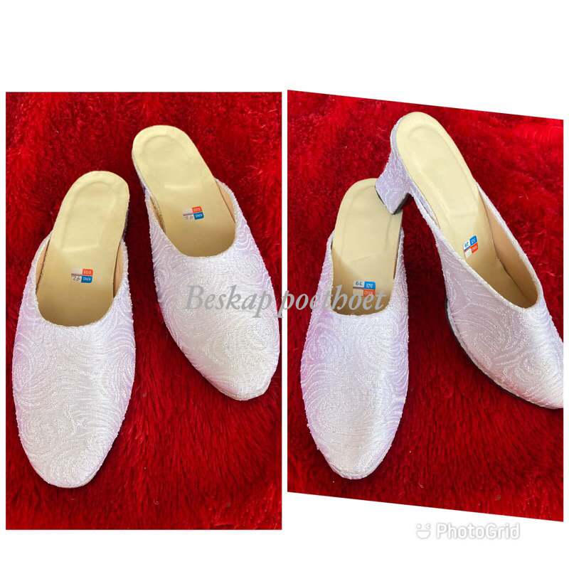 Jual selop pengantin pria wanita jawa bahan jaguar polos Putih white ...