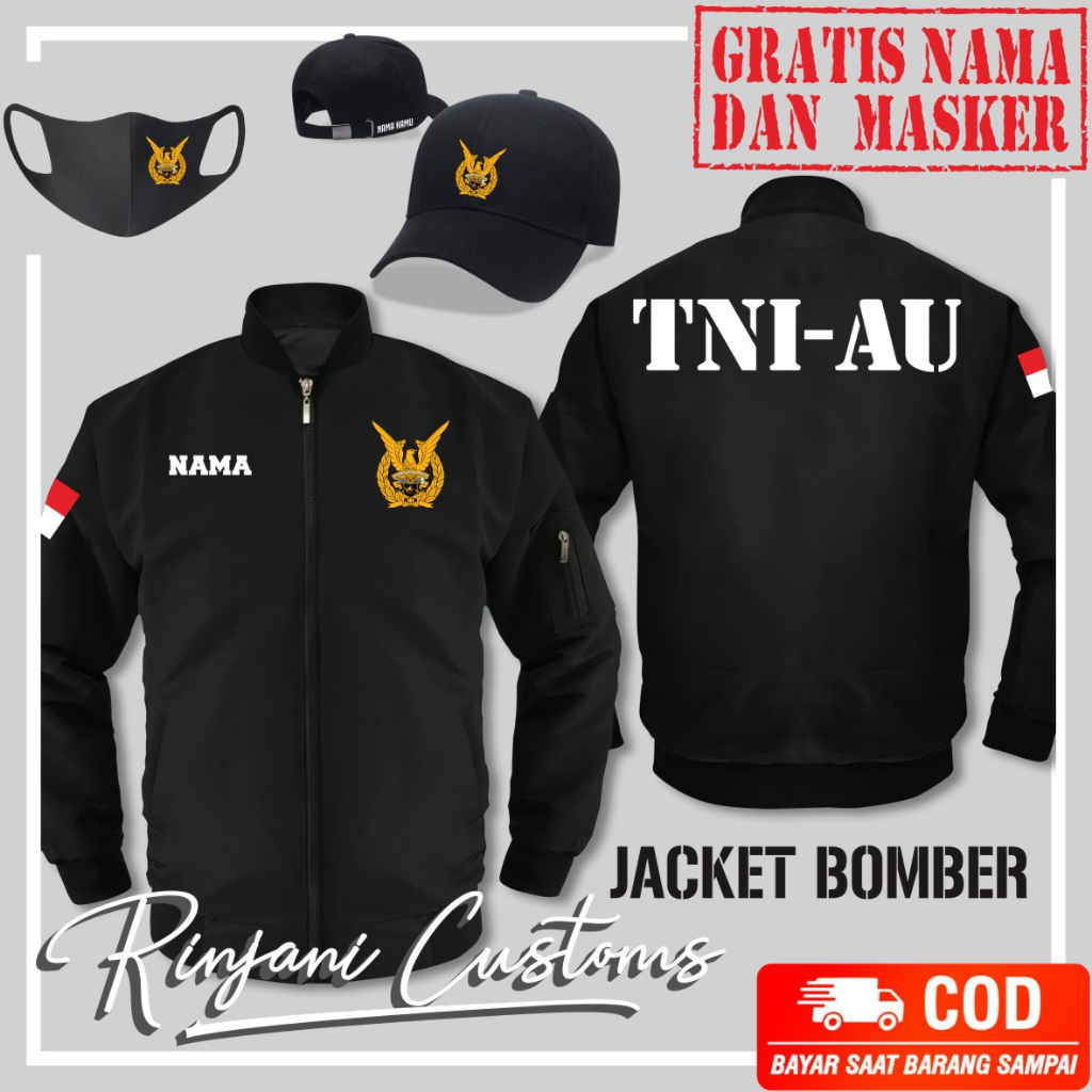 Jual JAKET BOMBER TNI ANGKATAN UDARA ANTI AIR GRATIS NAMA DAN MASKER ...