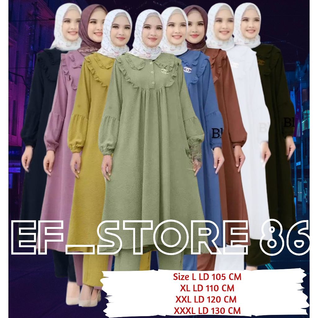 Jual Baju Setelan Wanita Jumbo 2022 Julita Set Setelan Wanita Dewasa Crinkle Premiun Pakaian set ...