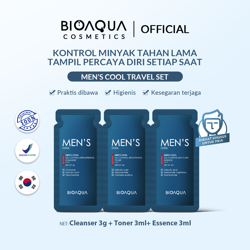 Jual Bioaqua Cosmetics Mint Men's Cool Travelling Skin Care Set ...