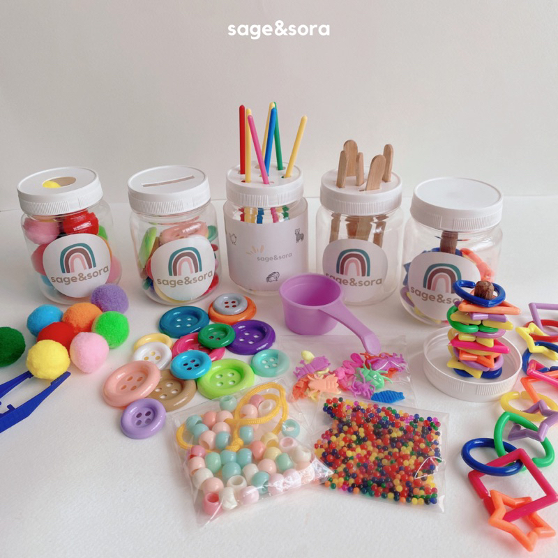 Jual sage&sora busy jar - 9 in 1 montessori & sensory play READY STOCK ...