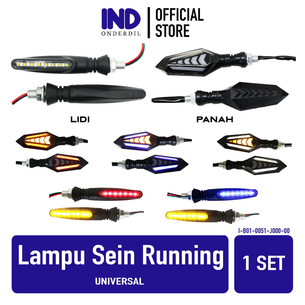 Jual IND Onderdil Lampu Sein LED Running Panah-Lidi 2 Sisi Warna Merah ...