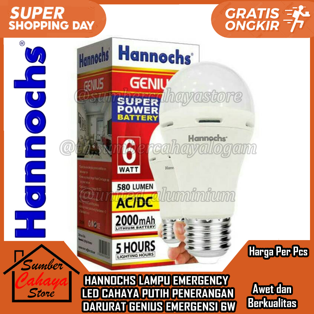 Jual BOHLAM EMERGENCY HANNOCHS GENIUS LAMPU EMERGENCI HANOCHS BOLAM LED ...