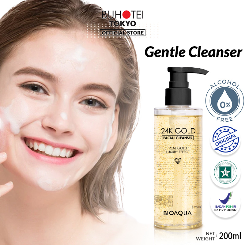 Jual BUHOTEI BIOAQUA 24K Gold Facial Cleanser 200ml Amino Acid Sabun ...