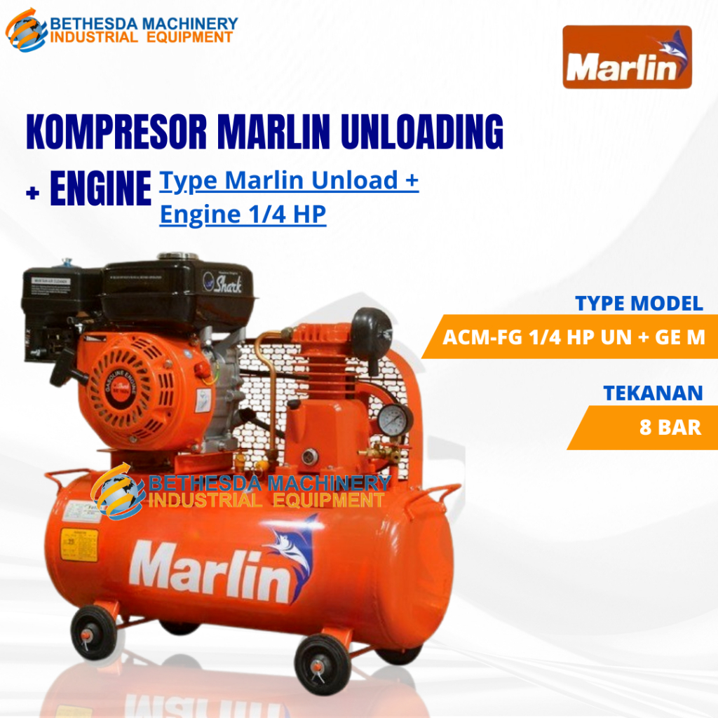 Jual Air Compressor MARLIN 1/4 HP - Kompresor Angin Unload + Engine 0. ...