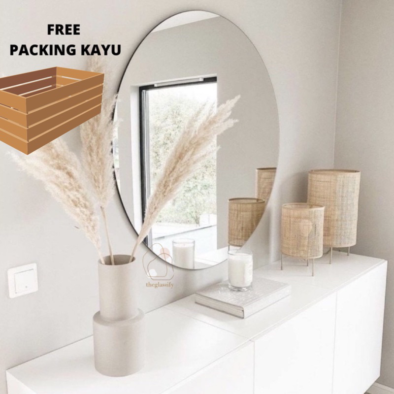 Jual Kaca Cermin bulat dinding / Aesthetic mirror bulat / Round ...