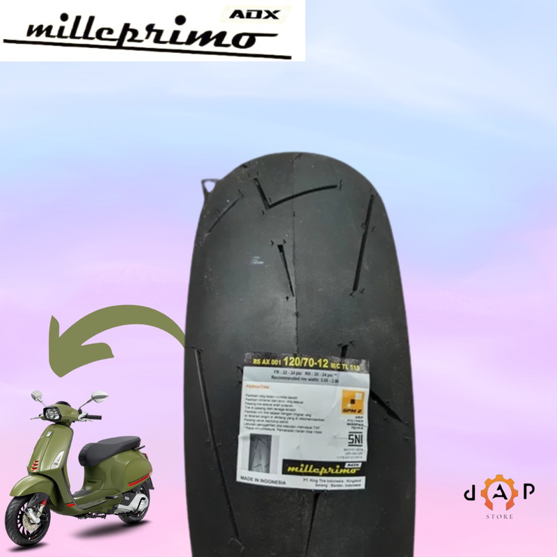 Jual BAN MOTOR VESPA RING 12 // ADX 120/70-12 (SOFT COMPOUND) TUBELESS ...