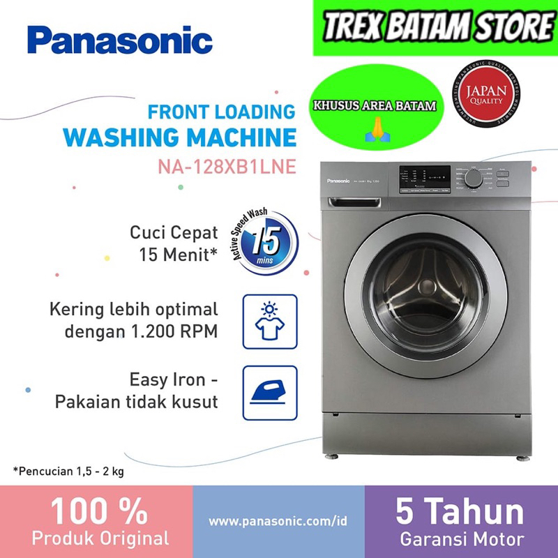 Jual PANASONIC NA-128XB1LNE 8KG SILVER MESIN CUCI FRONT LOADING (BATAM ...