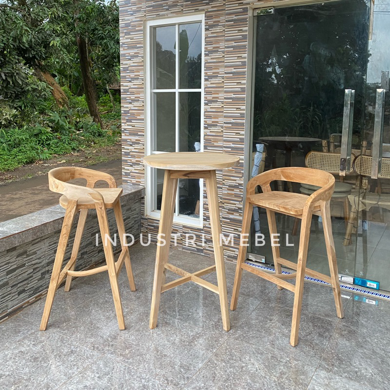 Jual Set Meja Kursi Bar Jati Retro - Meja Cafe Bar Bundar Minimalis ...