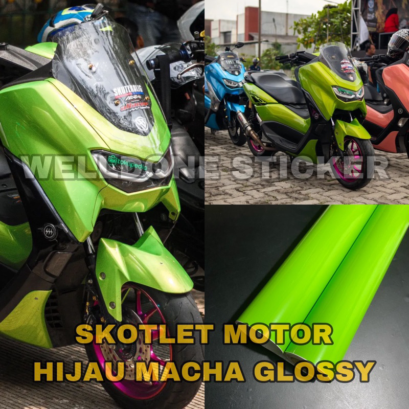 Jual STIKER SKOTLET MOTOR WARNA HIJAU MATCHA GLOSSY/MENGKILAT BAHAN ...