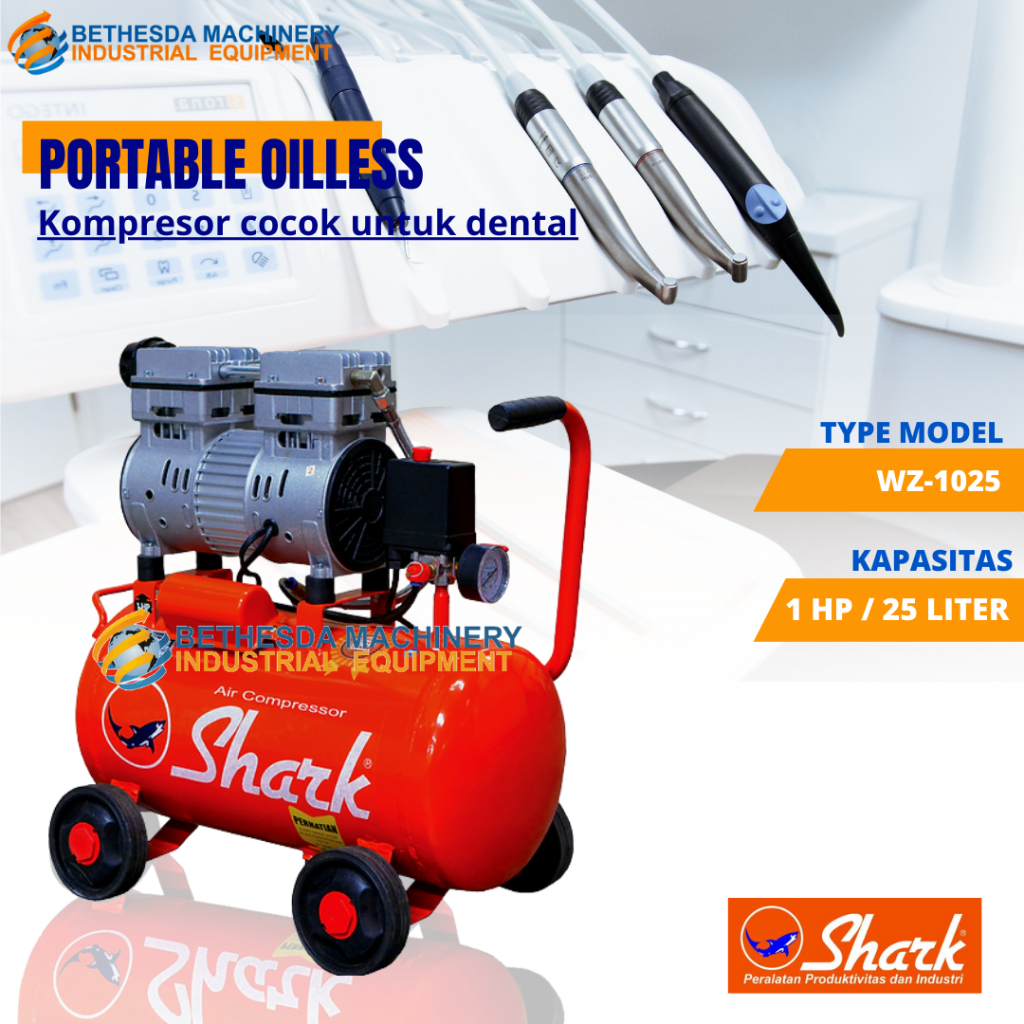 Jual Kompresor Portable Oilless WZ-1025/OV-1025 Kompresor Dental 1 HP-25ltr | Shopee Indonesia