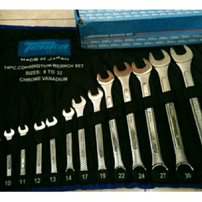 Jual kunci ring pas kombinasi 14 pcs 8-32 mm merek TENKA Made in Japan | Shopee Indonesia