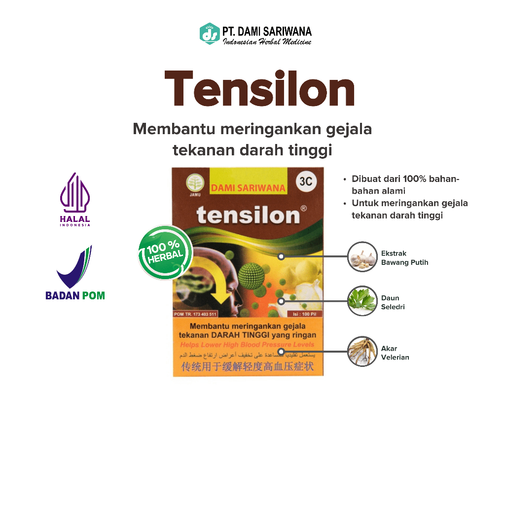 Jual Herbal TENSILON 100 Pil Mengatasi Hipertensi Darah Tinggi dan ...