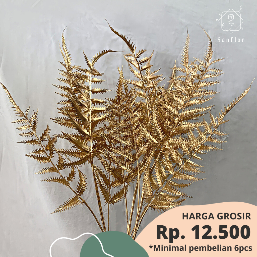 Jual Daun Pakis Emas Artificial Golden leaves hias plastik Ornament ...