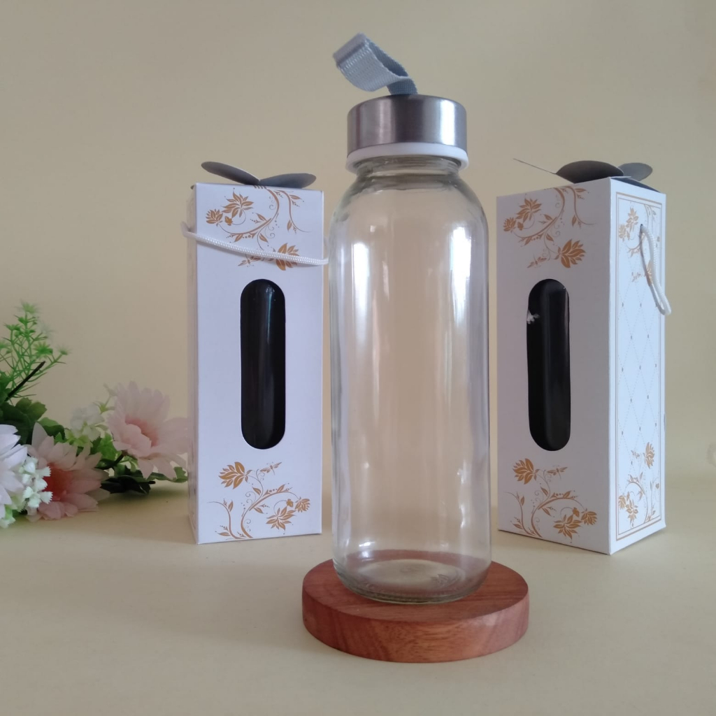 Jual Souvenir Botol Minum 300ml Botol Kaca Bening Botol Tumbler Infused ...