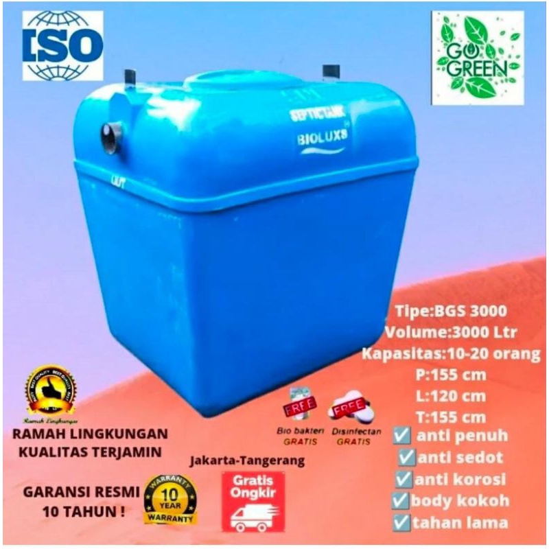 Jual septictank bio, biotech, biofil, bioluxs BGS 3000 liter harga ...