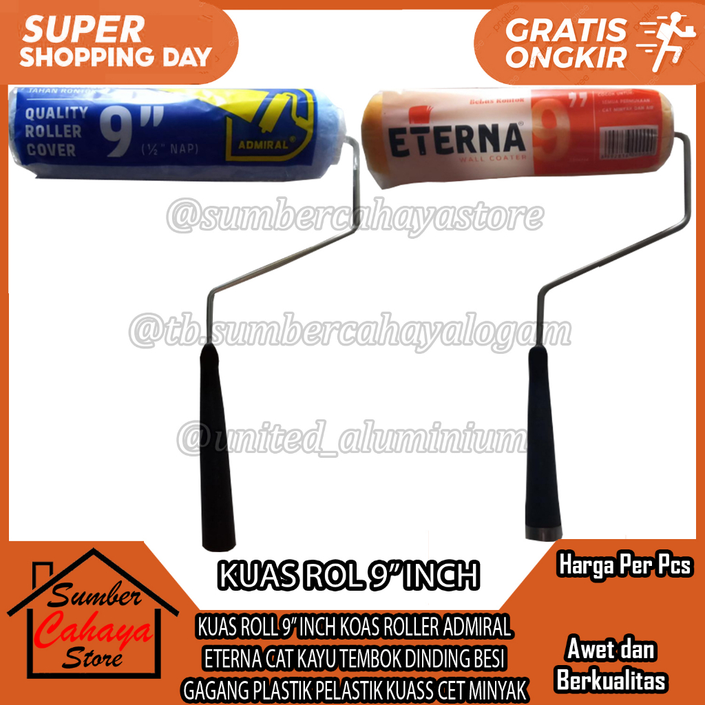 Jual KUAS ROLL ROL CAT PAINT 9"INCH ROLLER BRUSH TEMBOK DINDING MINYAK ...