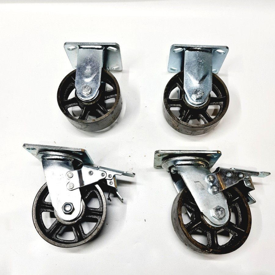 Jual Roda besi 5 inch heavy duty rem/mati | Shopee Indonesia