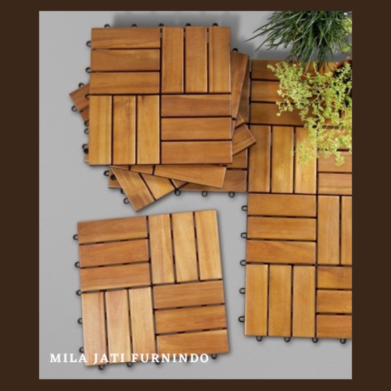 Jual Lantai kayu ubin kayu jati motif zigzag paket 35pcs | Shopee Indonesia